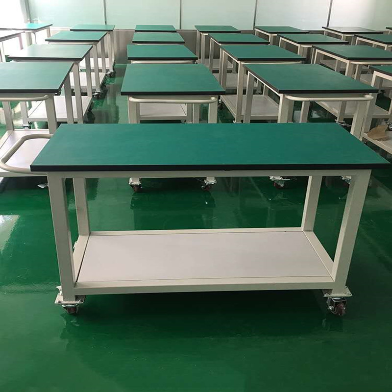 工厂静电工作台厂家带轮桌子移动实验测试检修台学校双层装配桌-阿里巴巴