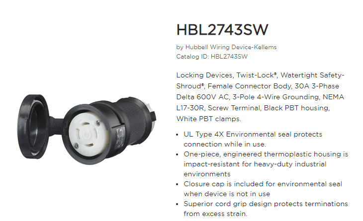 供应Hubbell哈勃连接器HBL2743SW荷宝全系列-阿里巴巴