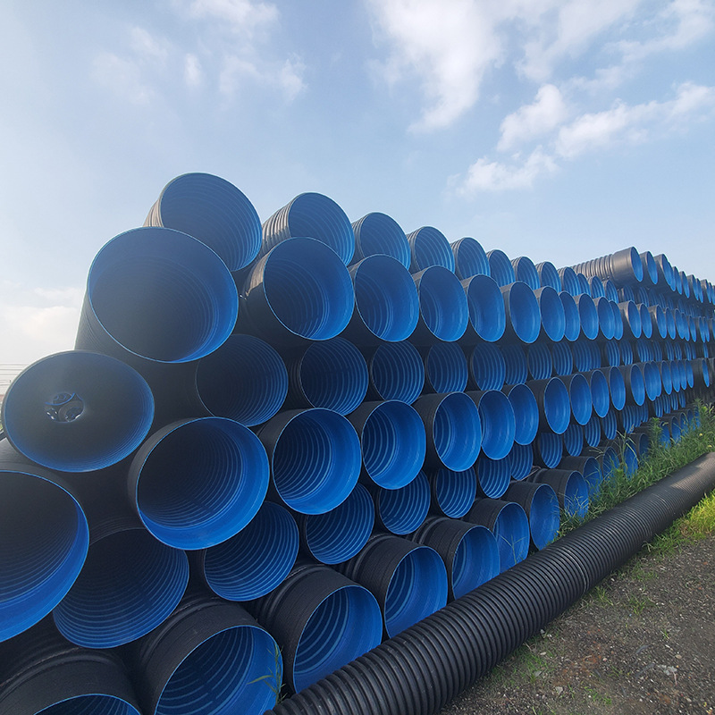 HDPE双壁波纹管DN200-800钢带螺旋增强波纹管 聚乙烯工程排污管道-阿里巴巴