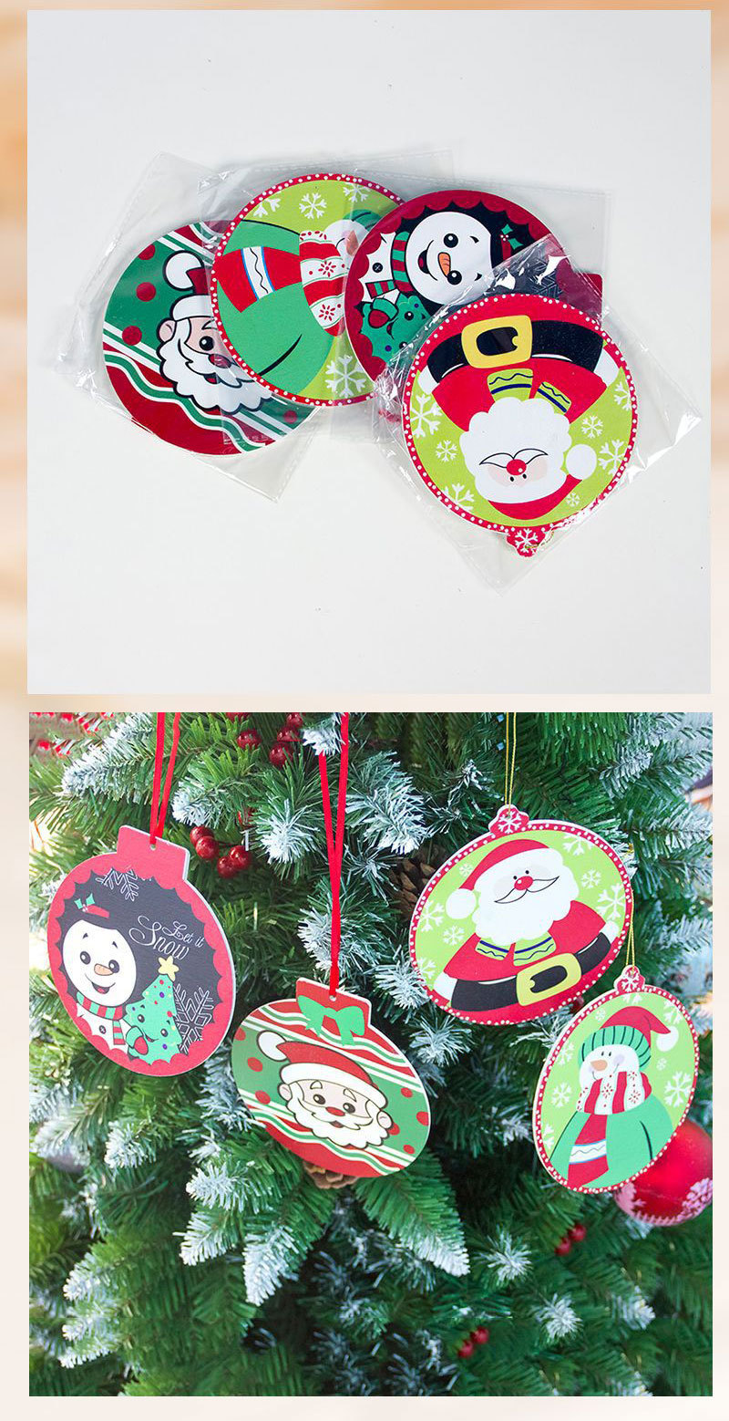 禧宝新款圣诞装饰品木质圆形彩绘圣诞老人挂件创意圣诞树门窗挂件-阿里巴巴