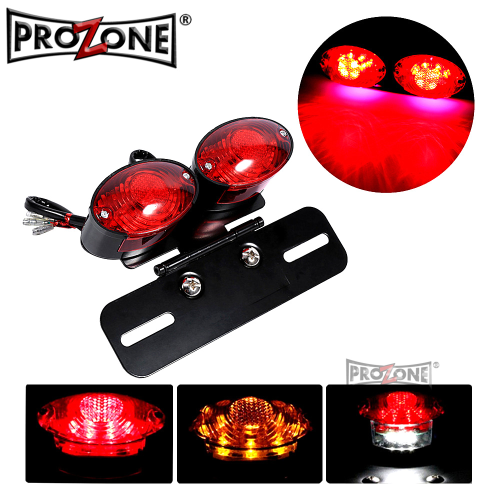 PROZONE 摩托车配件 改装通用 复古双椭圆双眼LED刹车尾灯牌照灯-阿里巴巴