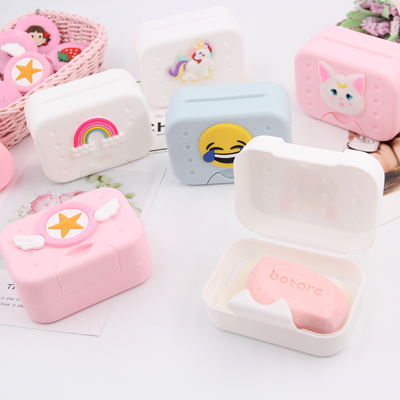 Pink Girl's Heart Soap Box ins Cute Cartoon Bathroom Drain Storage Box ...