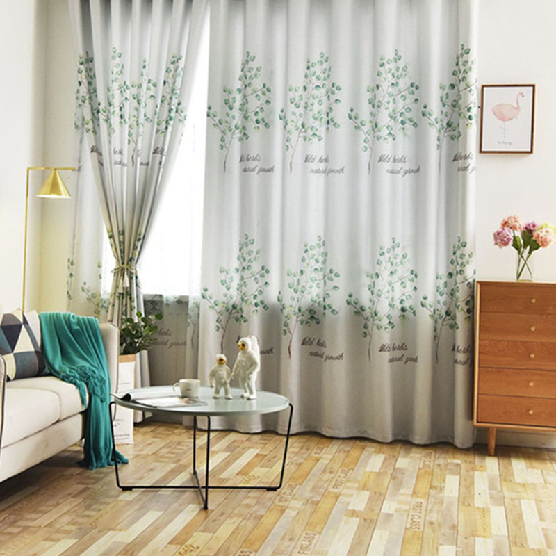 厂家北欧现代遮光双排小树绒麻虾皮亚马逊成品卧室客厅阳台窗帘采购价格、怎么样、行情市场-CCEE选品中心