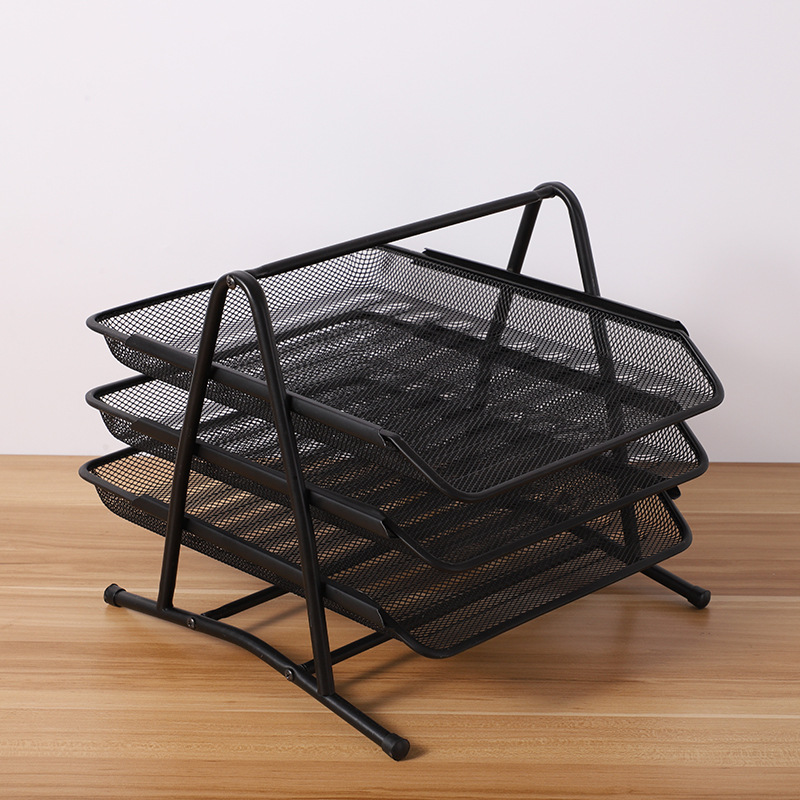 厂家直供可拆金属三层文件篮铁网办公用品桌面收纳文件资料架铁艺-阿里巴巴