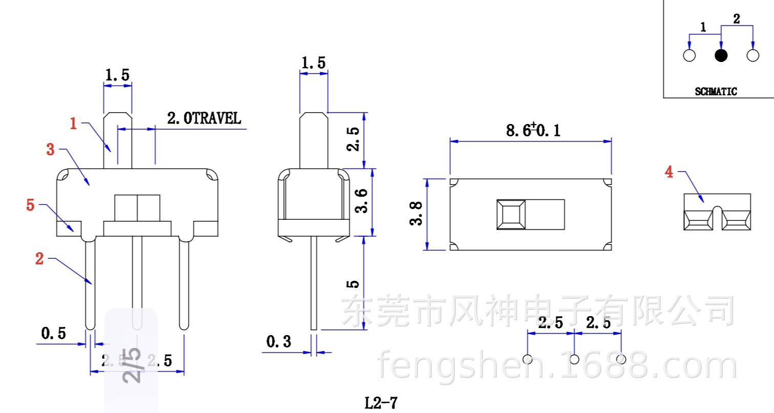 拨动开关 3脚单极玩具电源开关SS-12D00档位开关自动拨动开关-阿里巴巴