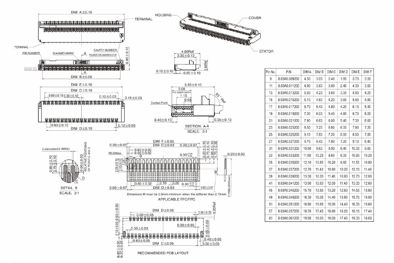fpc连接器31P厚度H0.9后锁掀盖式双面镀金FPC/FFC连接器0.3mm间距-阿里巴巴