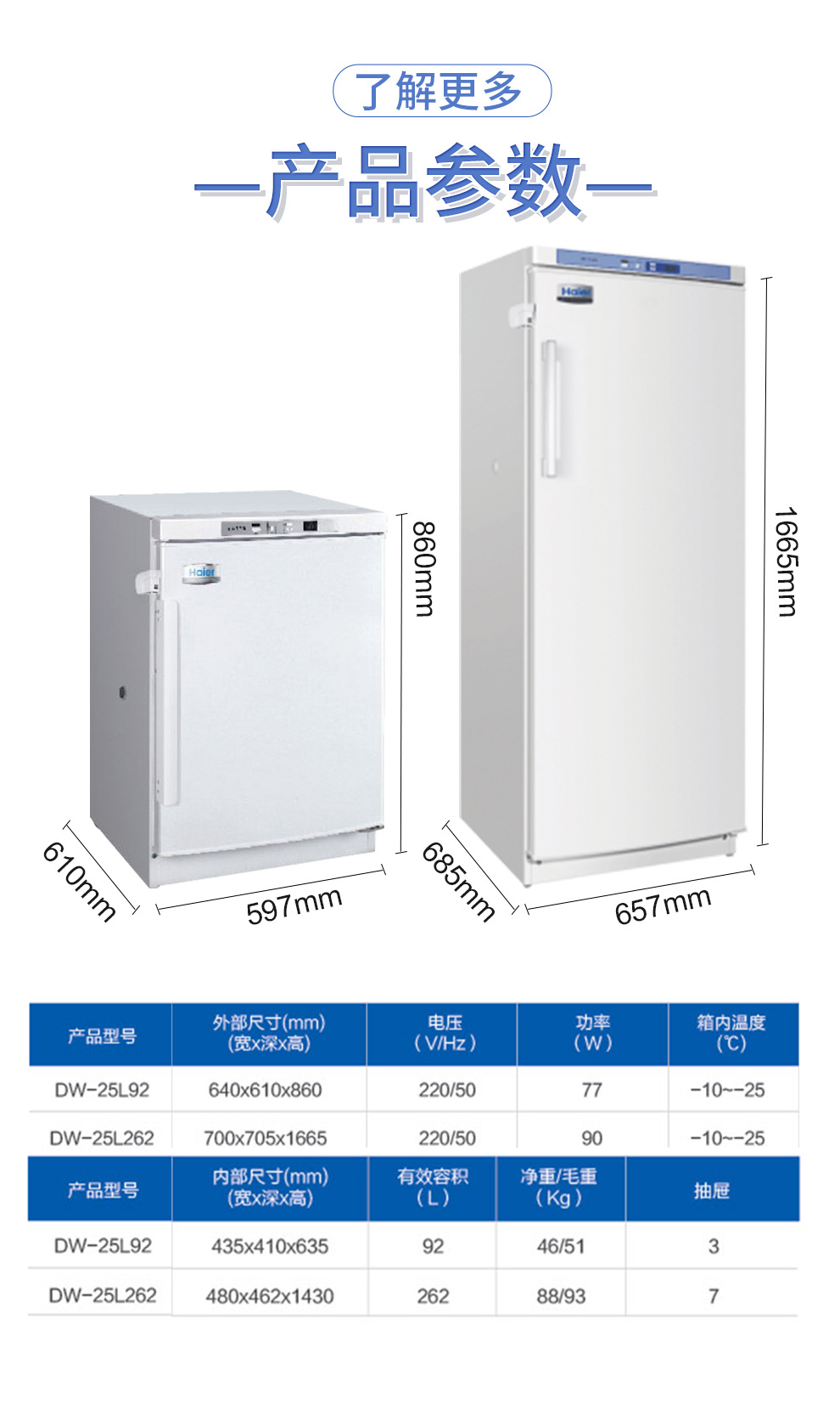 海尔DW-25L262低温保存箱-25度低温冰箱实验室科研冷冻冰箱医学用-阿里巴巴