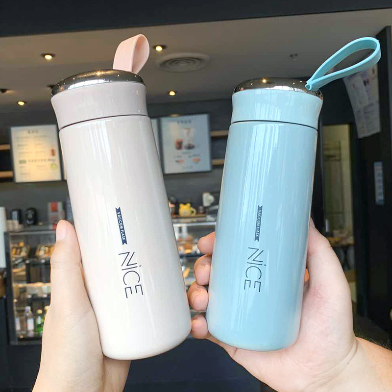 かわいい ins風 水筒 携帯便利日系乙女心純色ナイス保温カップシリカゲル携帯取っ手304ステンレスかわいい手触り保温カップ｜「Cmall」