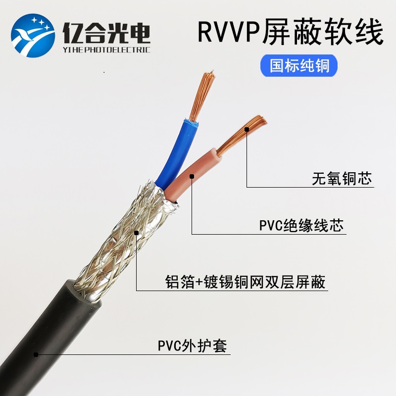 亿合光电RVVP多芯屏蔽线2/3/4/5/6/8芯*0.2 0.3 0.5 0.75 1.5平方-阿里巴巴
