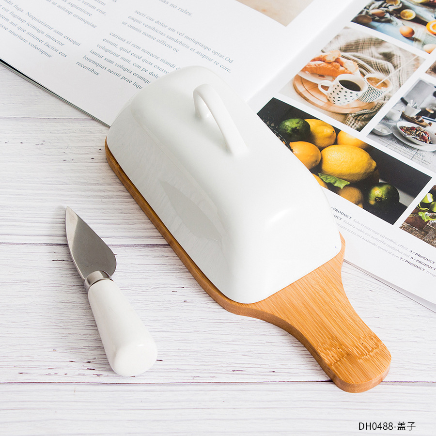 Creative butter box with wooden holder and lid western style creative ...