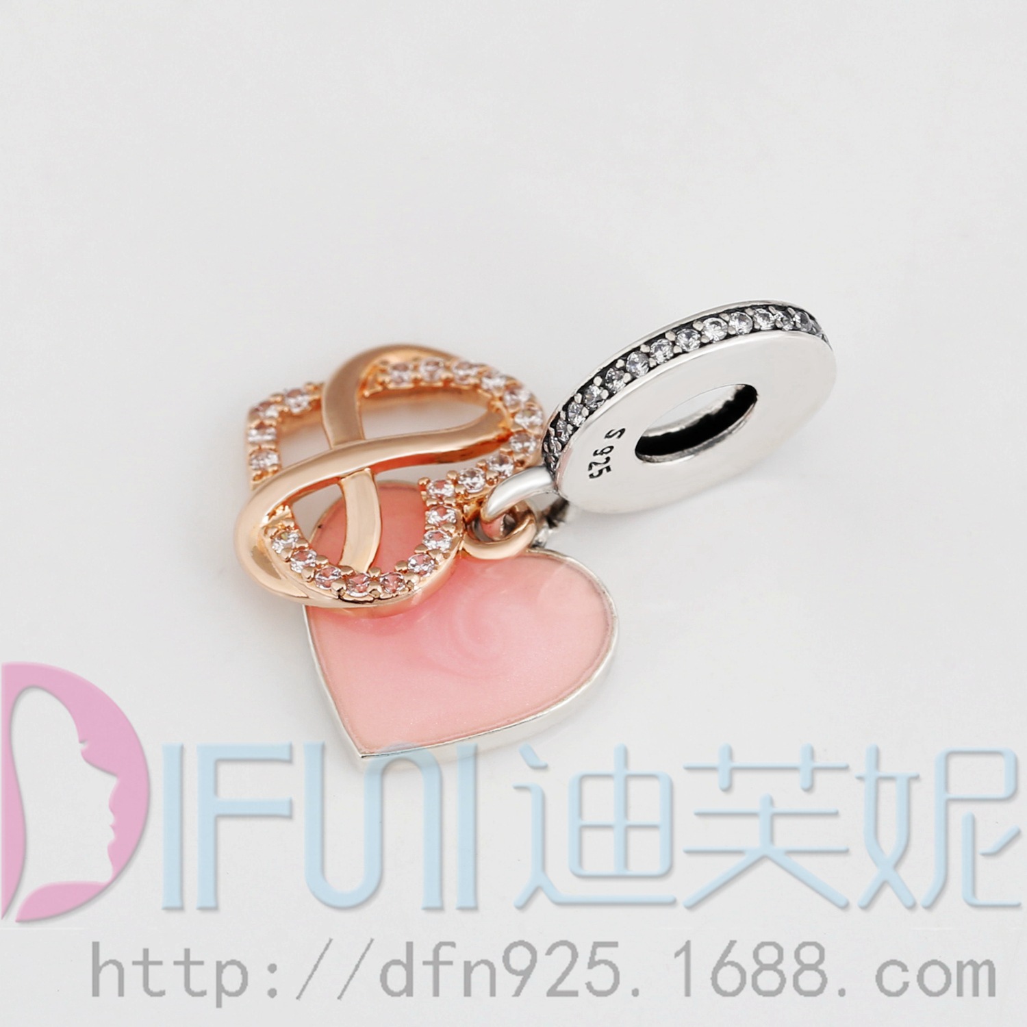 妮迪拉 潘家s925 银珠子 20夏季玫瑰金永恒符号心型吊坠788878C01-阿里巴巴