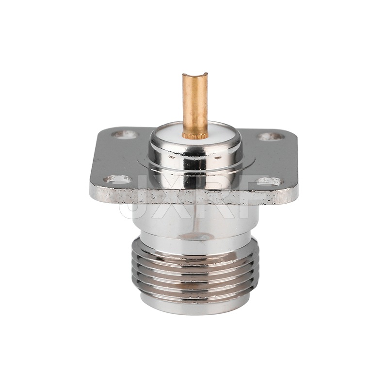 JXRF连接器N型母头N-KFD 母头带四孔方板焊接头N母法兰盘面板安装-阿里巴巴