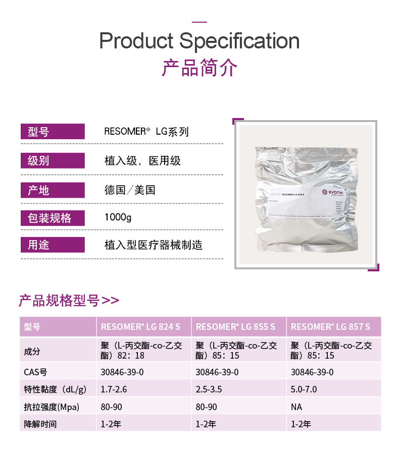 赢创 可吸收 RESOMER LG 丙交酯乙交酯 医疗植入 PLGA粒料粉料-阿里巴巴
