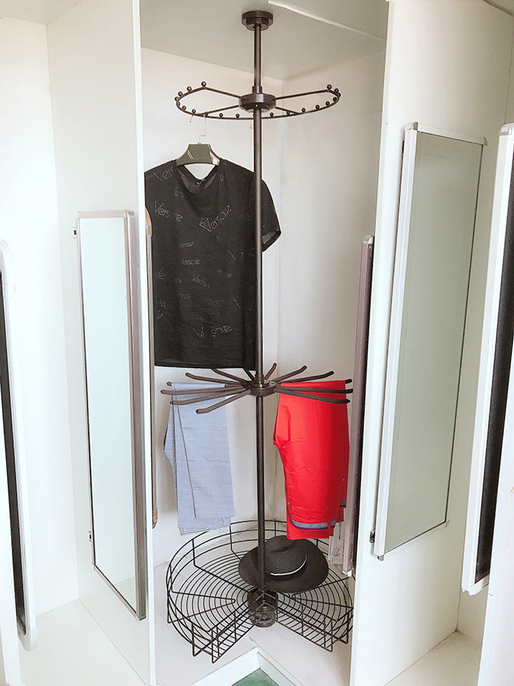 Supply Wardrobe Corner 360 Degrees Rotating Coat Hanger Cloakroom Three ...