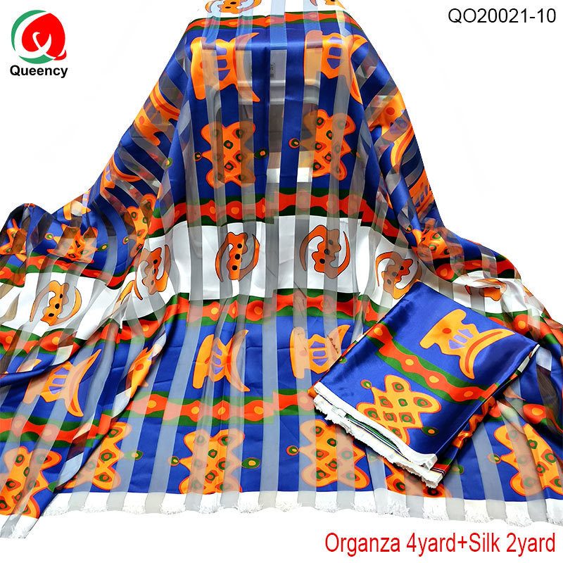 QO20021 organza ribbon and satin set African ankara print-阿里巴巴
