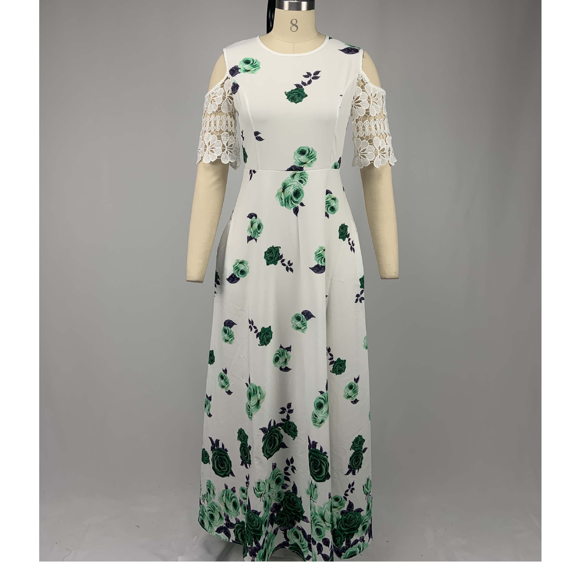 Europe and the United States popular high waist hollow sleeve lace ...