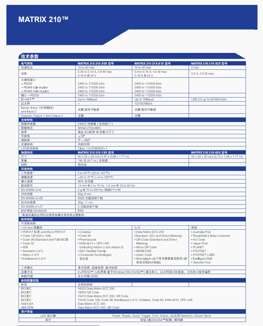 固定式工业扫描器 图像式条码阅读器 得利捷Matrix210 高赋码-阿里巴巴