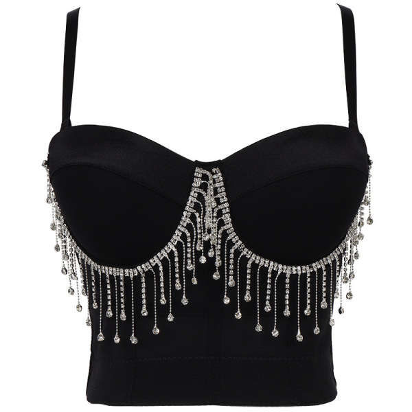 Women girls singer gogo dancers jazz dance diamond tassels bra tops ...