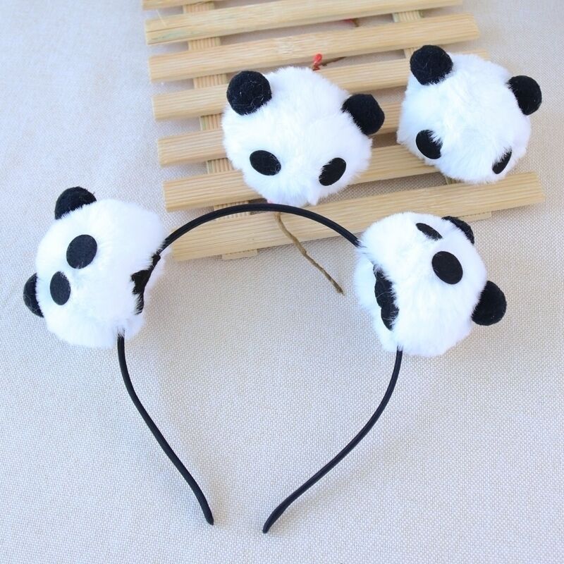 10pcs cartoon Panda hair hoop for girls kids stuffed panda cartoon cute ...