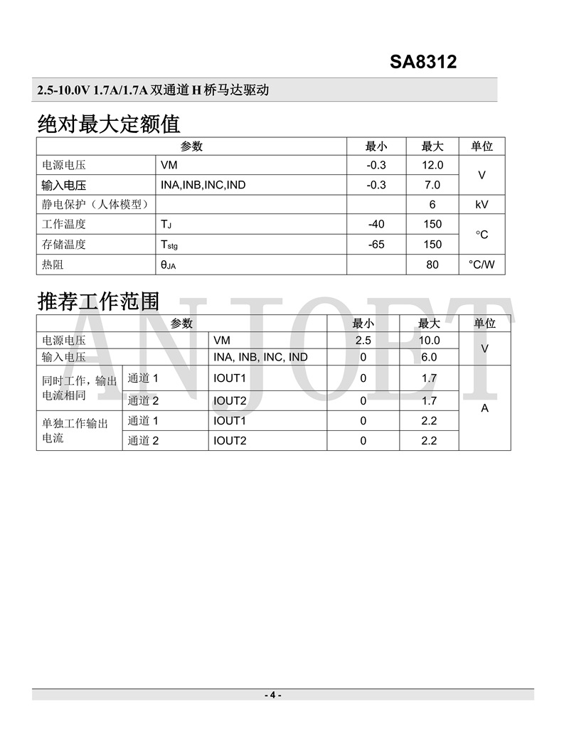 SA8312 SOP-16 10V1.7A 玩具车马达驱动器芯片 兼容MX1508 MX1616-阿里巴巴