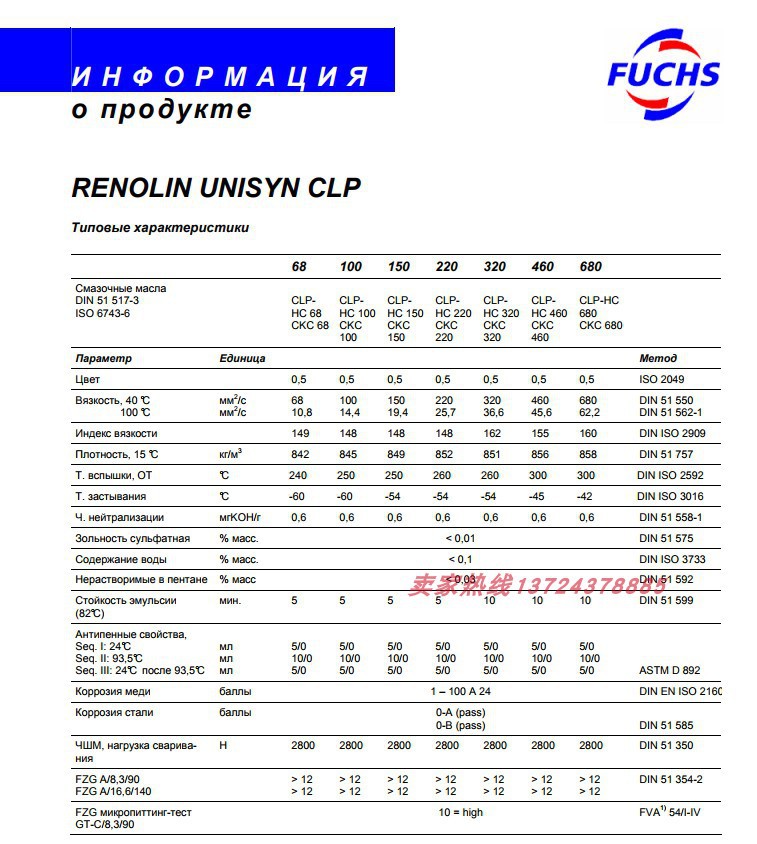 FUCHS 福斯全合成齿轮油RENOLIN UNISYN CLP 68 150 220 320 460-阿里巴巴
