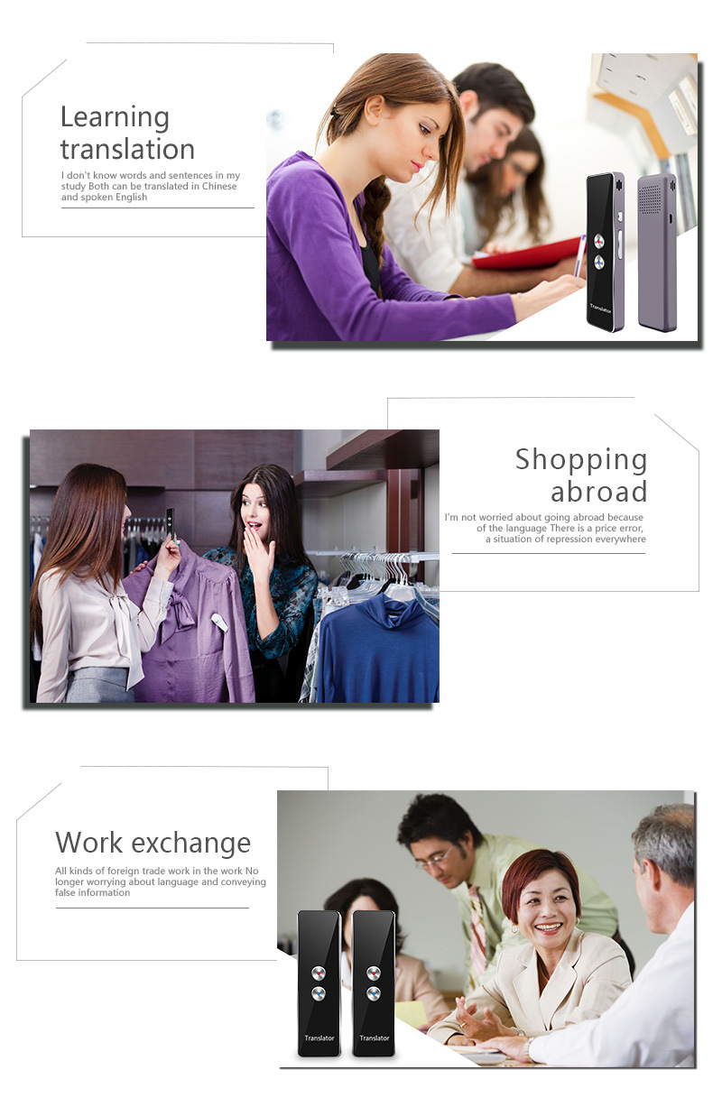 跨境 T8+智能蓝牙翻译器 语音同步翻译机 多国语言及时互译翻译棒-阿里巴巴
