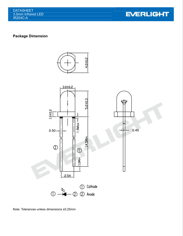 940nm波长红外发射管IR204-A-L红外对管亿光直径3mm-阿里巴巴