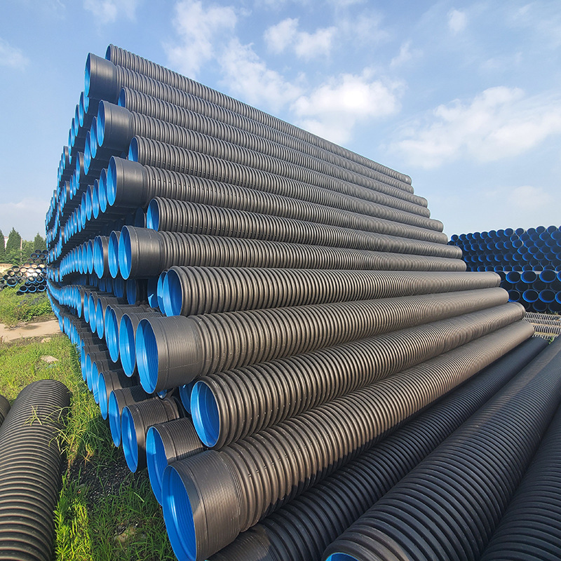 HDPE双壁波纹管DN200-800钢带螺旋增强波纹管 聚乙烯工程排污管道-阿里巴巴
