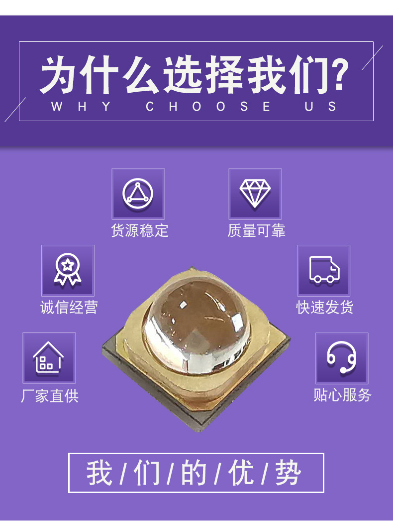 UVC LED 270-285nm 305-315nm 3939半球透镜UVC灯珠-阿里巴巴