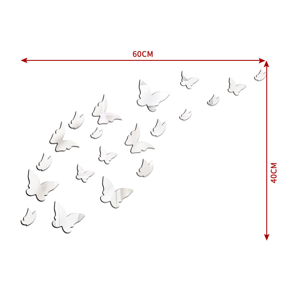 亚克力镜面蝴蝶墙贴SM134跨境20只镜面贴镜子立体带背胶-阿里巴巴