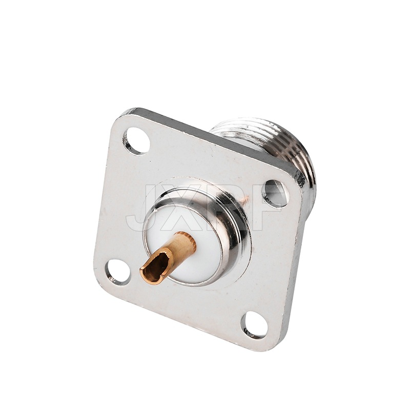 JXRF连接器N型母头N-KFD 母头带四孔方板焊接头N母法兰盘面板安装-阿里巴巴