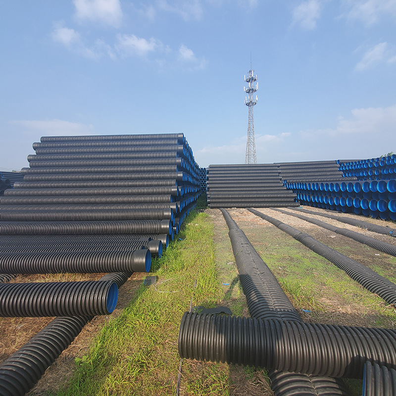 HDPE双壁波纹管DN200-800钢带螺旋增强波纹管 聚乙烯工程排污管道-阿里巴巴