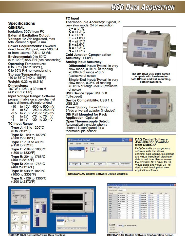 美国奥米佳热电偶电压输入USB数据采集模块OM-DAQ-USB-2401-阿里巴巴