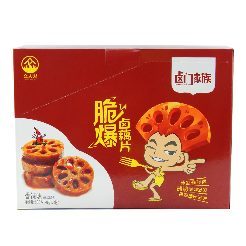 卤门家族藕片零食莲藕香辣黑鸭味26g*20袋盒装1元包超市食品批发-阿里巴巴