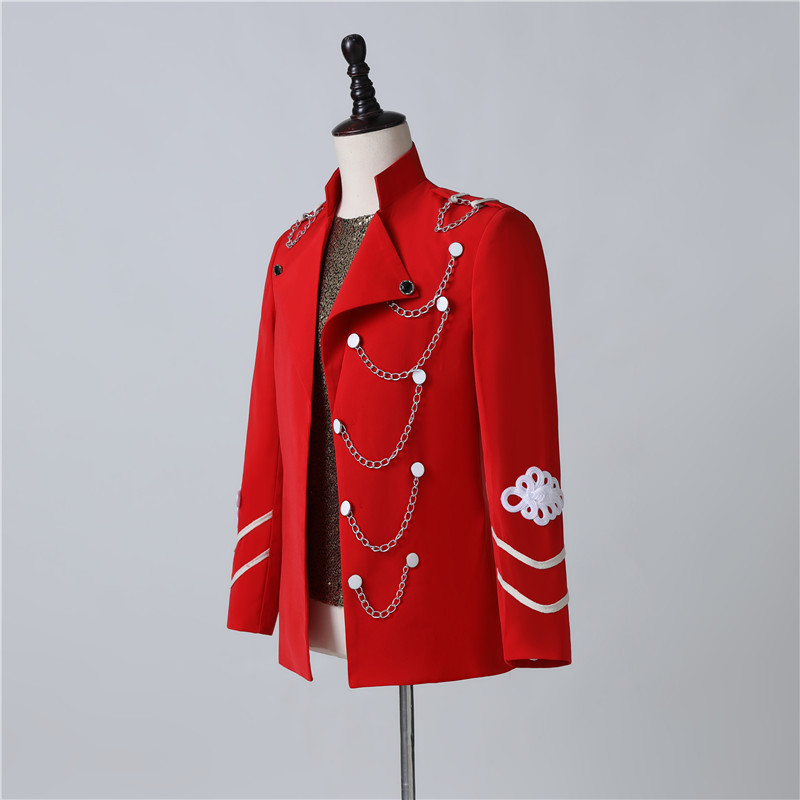 singers stage Performance clothes of male magician band red jackets ...