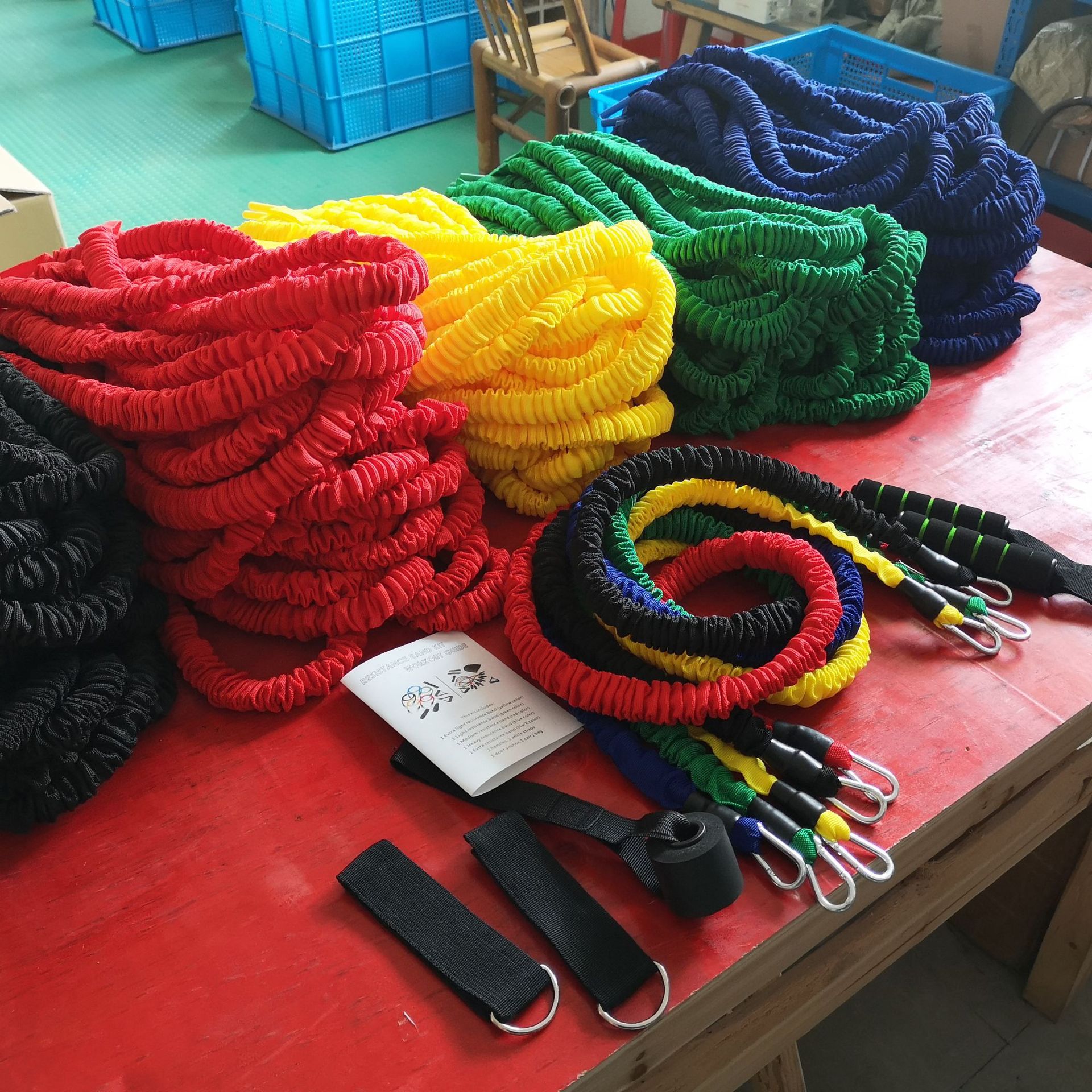 150磅拉力绳防断套装乳胶健身弹力绳11件套 多功能运动拉力绳-阿里巴巴