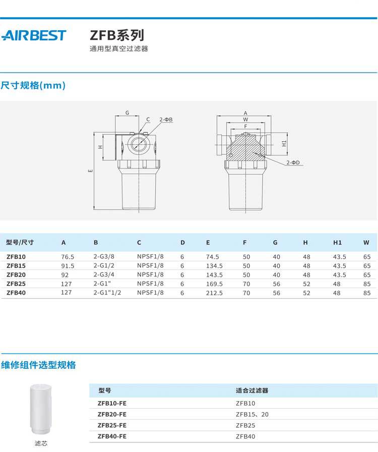 原装现货AIRBEST阿尔贝斯ZFB10B/15B20B/25B/40B真空过滤器及滤芯-阿里巴巴