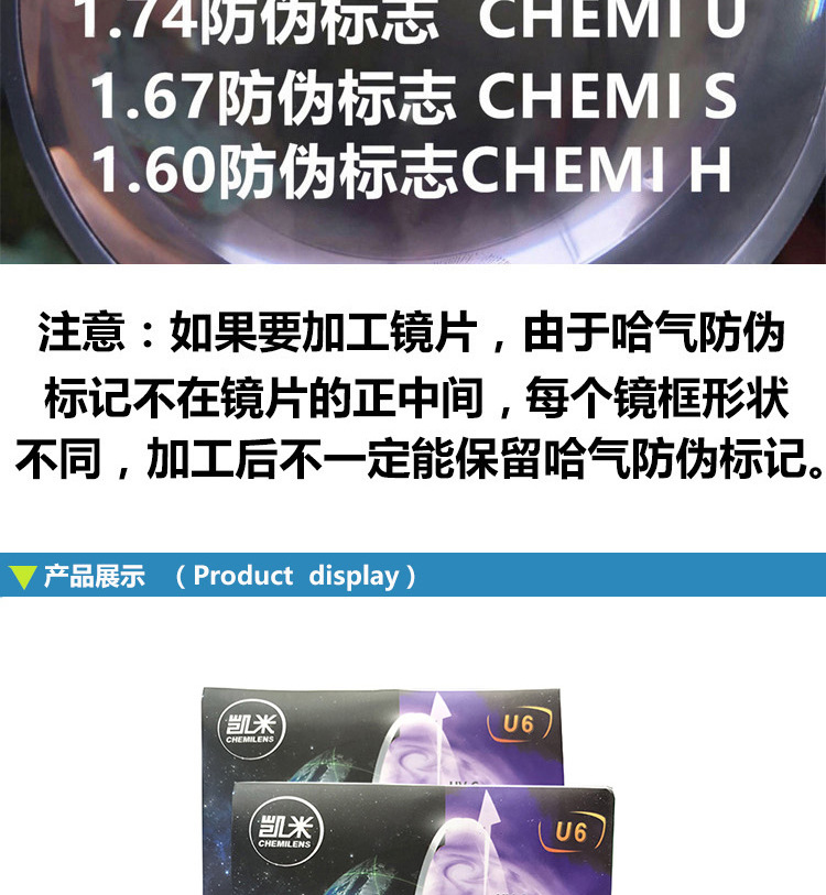 凯米正品1.56、1.60、1.67、1.74U6非球面防蓝光抗辐射近视眼镜片-阿里巴巴