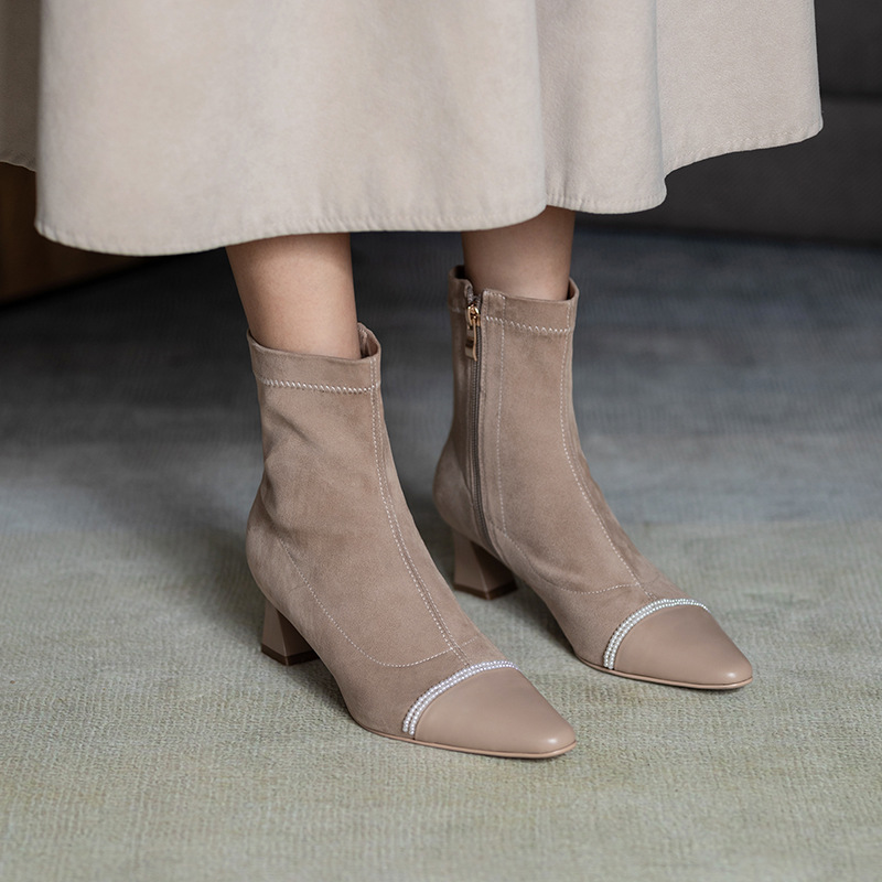 Chiko Tyann Square Toe Block Heels Boots