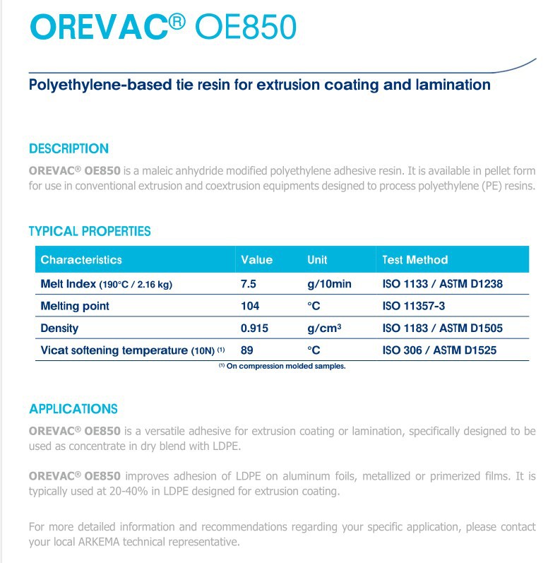 OREVAC OE850马来酸酐改性聚乙烯胶粘剂 用于LDPE共混使用接枝PE-阿里巴巴