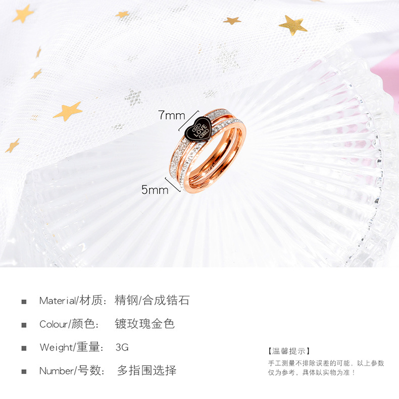 Wholesale black love full diamond ring explosion models stainless steel ...