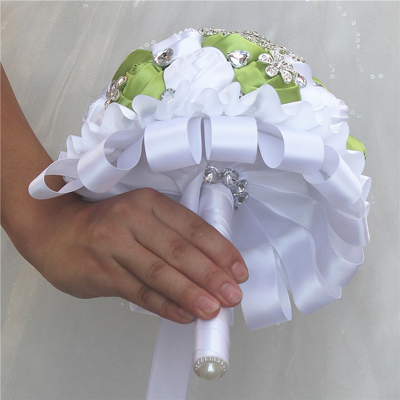 新款婚礼用品新娘手捧花水钻珍珠手捧花束厂家可订制颜色W2797-阿里巴巴