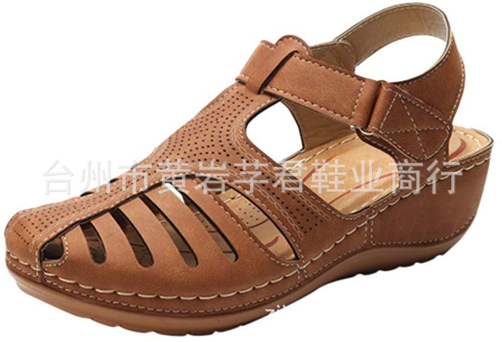 New 2020 retro women's sandals cross border anti slip hollow beach ...