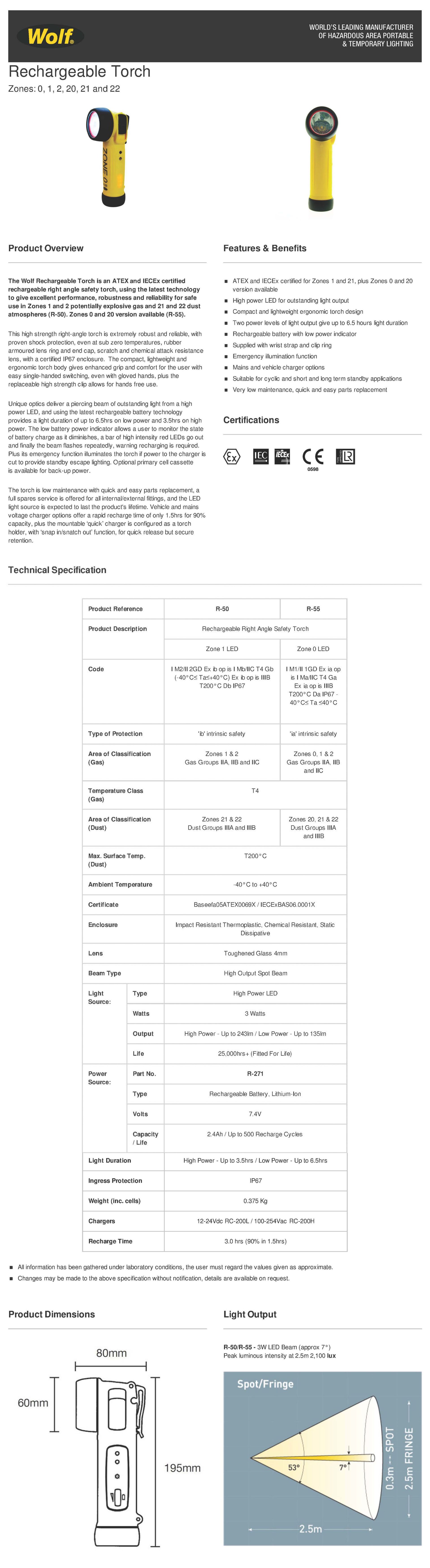 WOLF狼牌防爆灯LED充电式手电筒 R-50H R55H 792272-阿里巴巴
