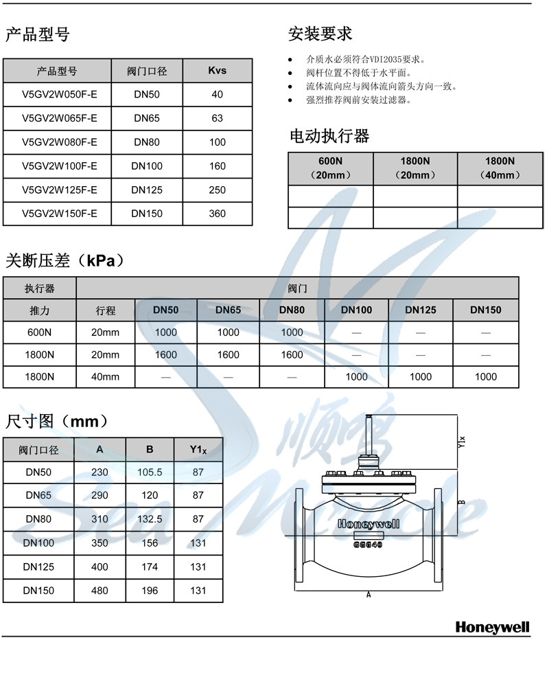Honeywell霍尼韦尔 三通水阀V5GV3W100F-E 法兰柱塞线性阀DN100-阿里巴巴