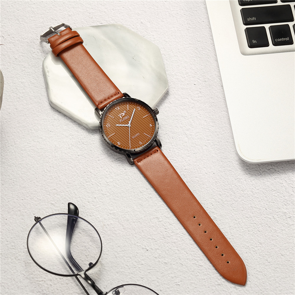 Large Dial Mens Watch Black Case Belt Business Watch Fashionable Mens ...