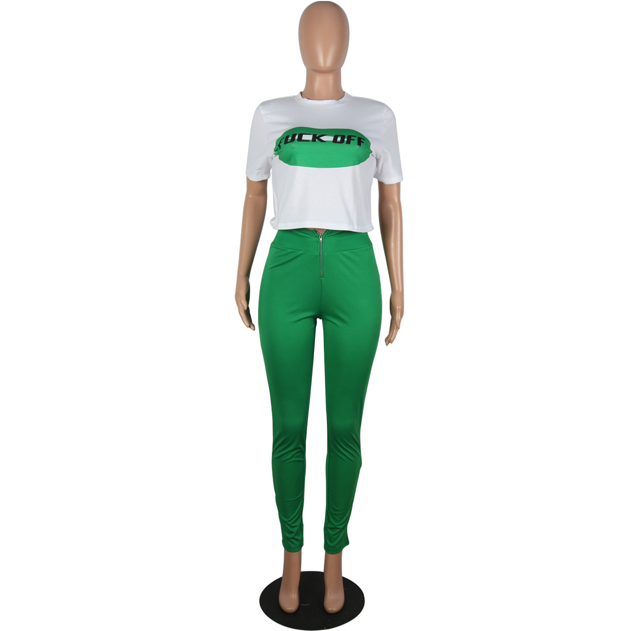 M1069 跨境精品 亚马逊独立站爆款 欧美休闲嘴唇字母印花两件套装-阿里巴巴