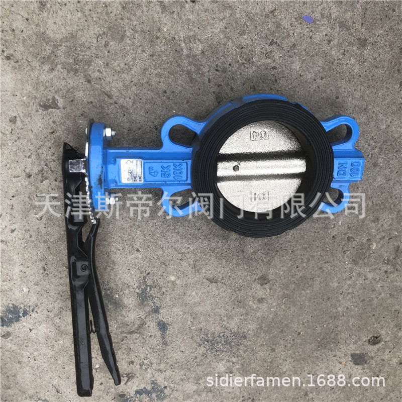 手柄衬胶对夹蝶阀球墨铸铁蝶阀 软密封中线蝶阀厂家天津D71J-16Q-阿里巴巴