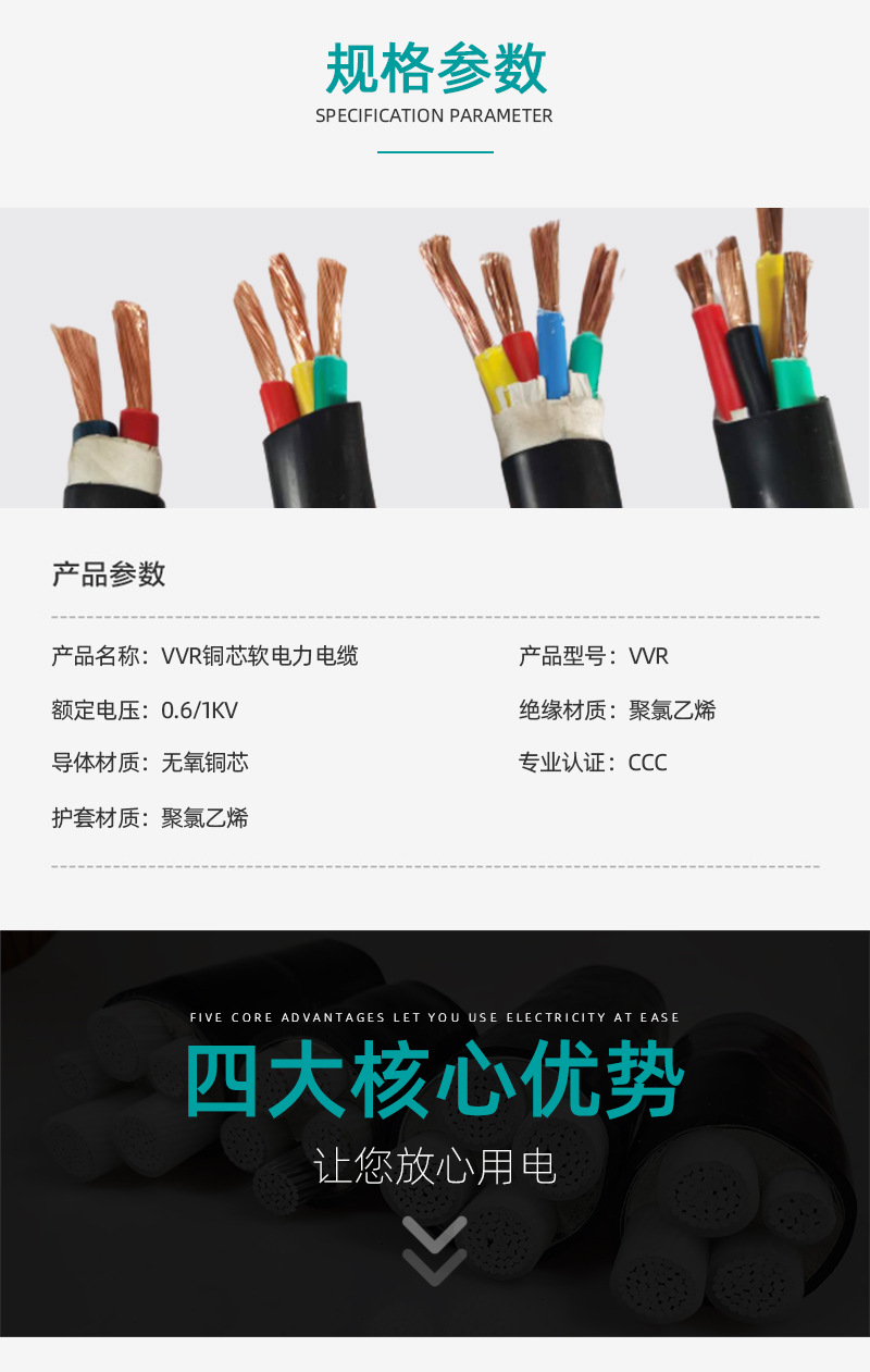 厂家直销软电缆 VVR铜芯软电缆护套线 ZR-VVR聚氯乙烯电线电缆-阿里巴巴