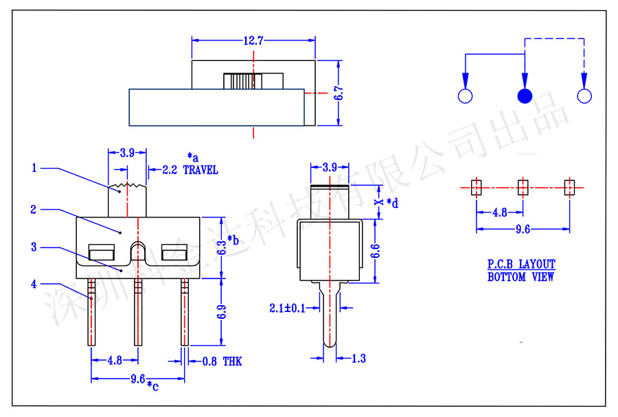 滑动开关SS12D10G5 拨动开关SS-12D10 2档3脚 柄高5MM 3A/250V-阿里巴巴